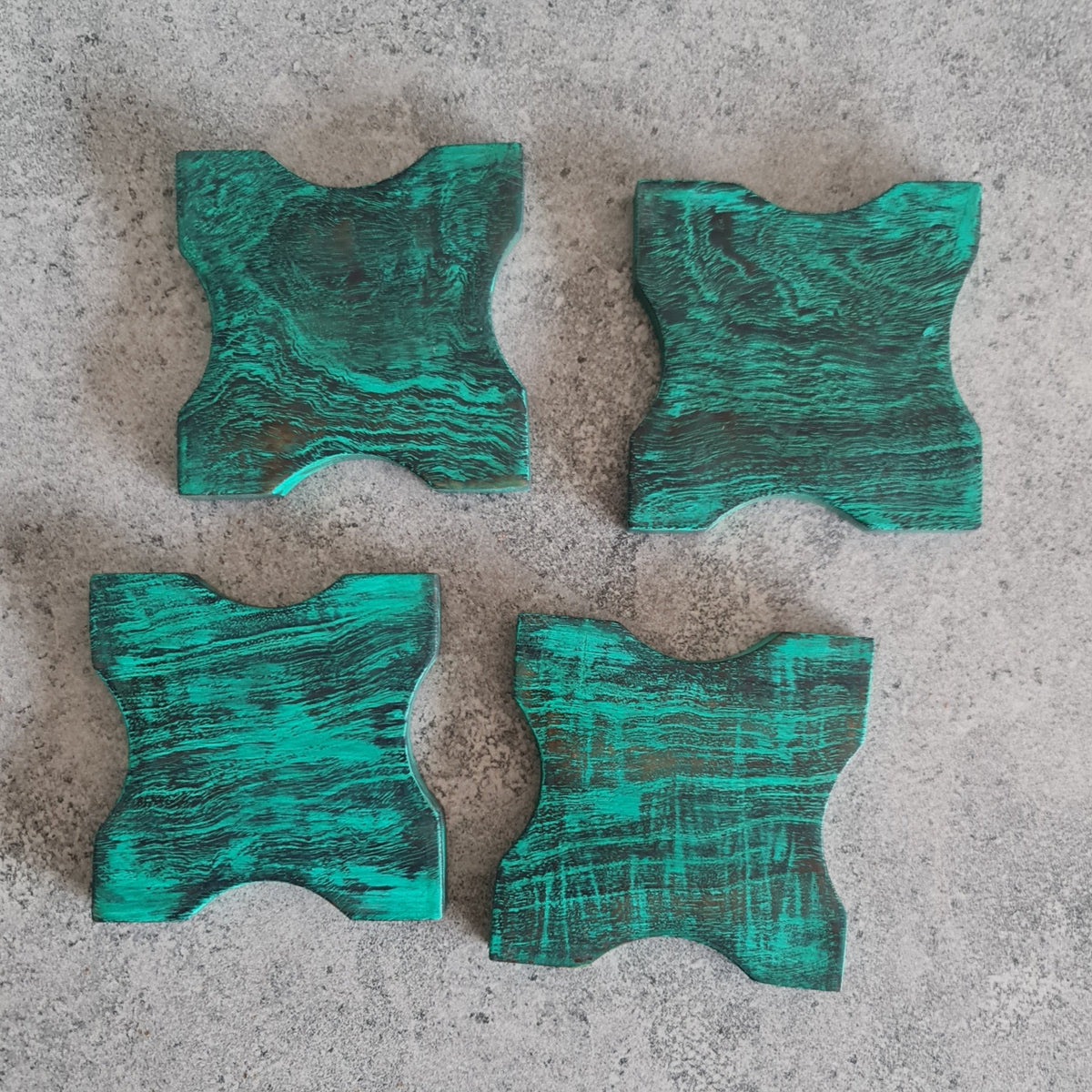 Teal Mango Wood Coaster - Set of 4 – Aarthaliving